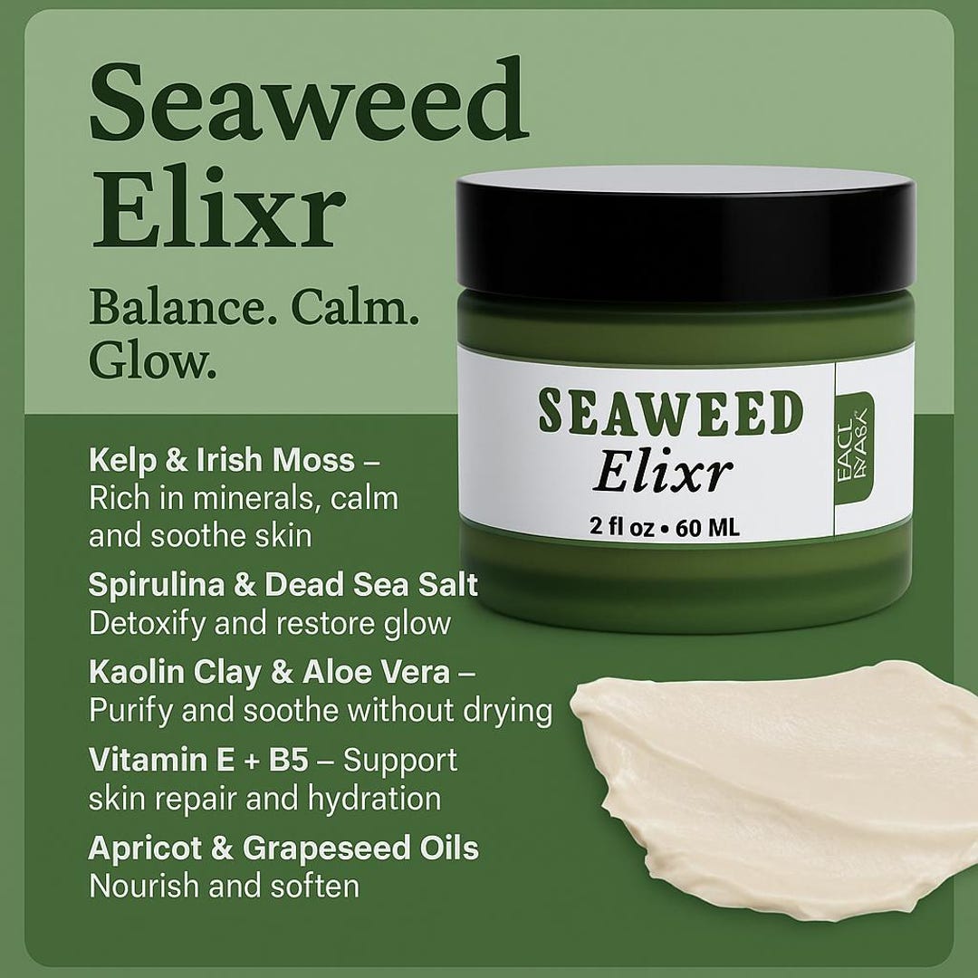 Seaweed Elixir Mask | Balancing | Revitalizing | 2 Oz Jar - Etsy