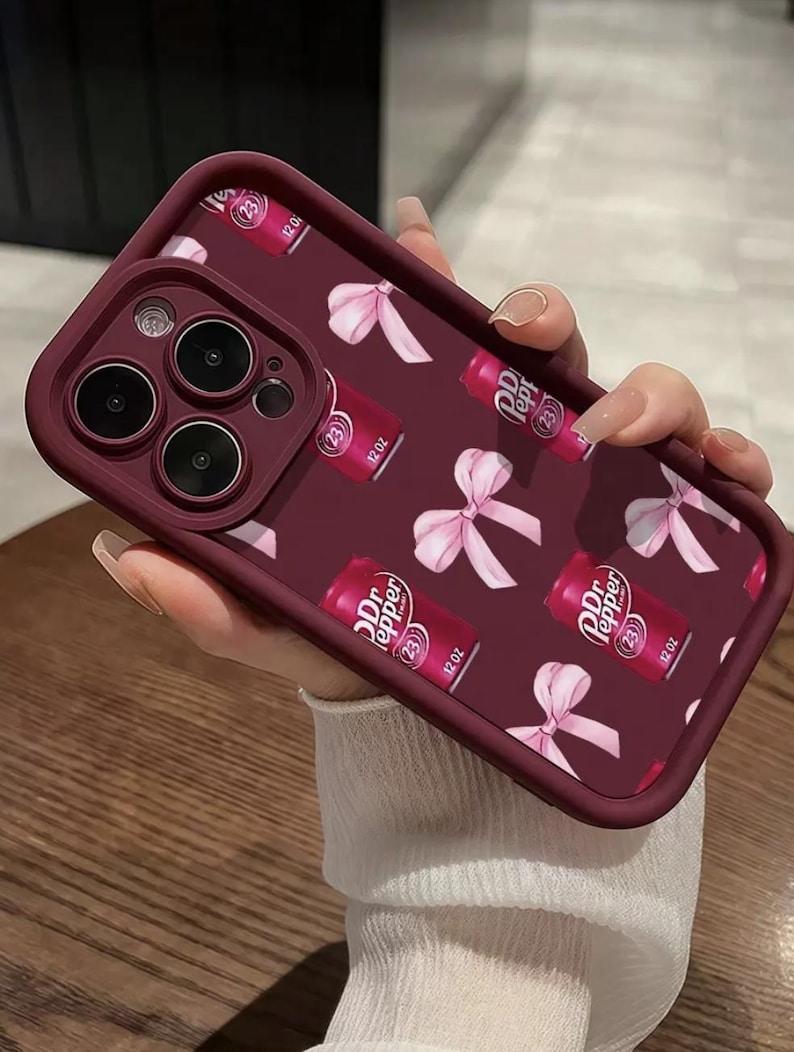 Dr Pepper Phone Case, Retro Soda Can Print iPhone Case, Cute Pink Bow ...