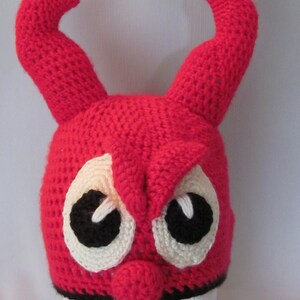 Crochet Devil Hat With Horns, Earflap Hat, Crochet Beanie, Renaissance ...
