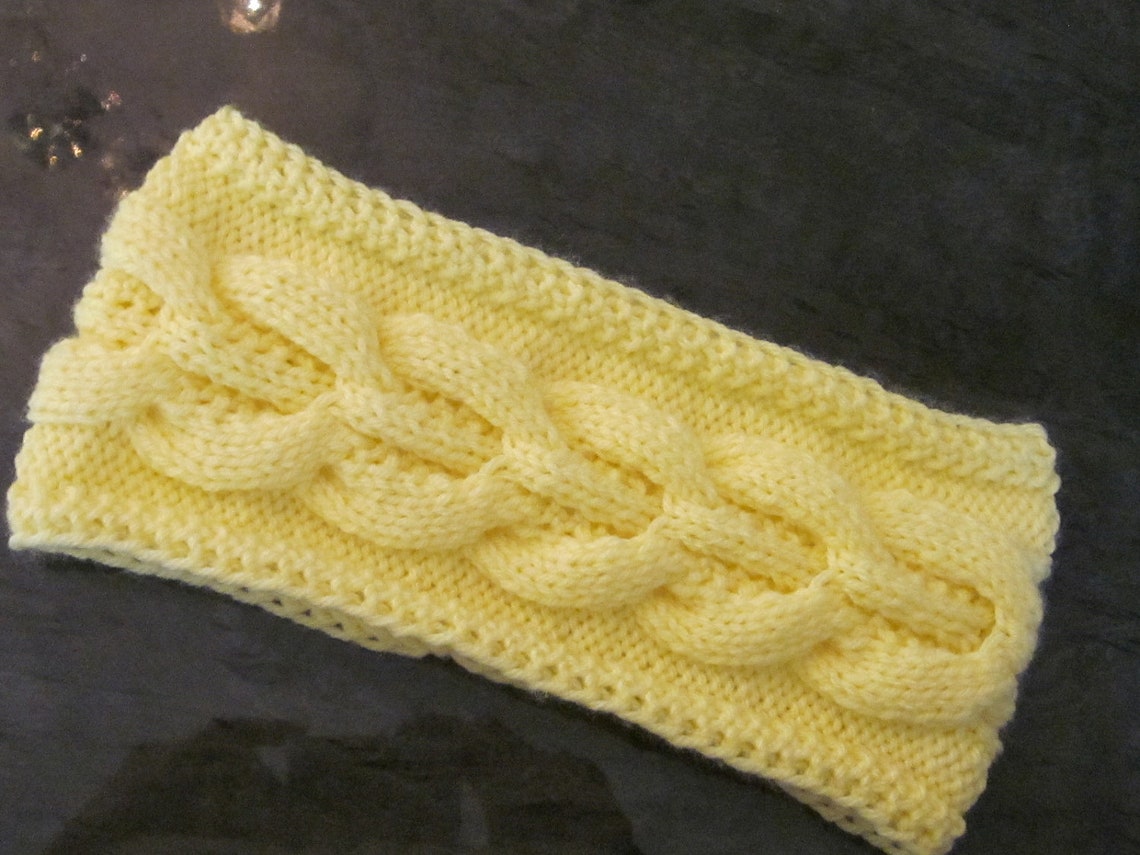 Hand Knitted Yellow Head Band With Beautiful Ornament - Etsy