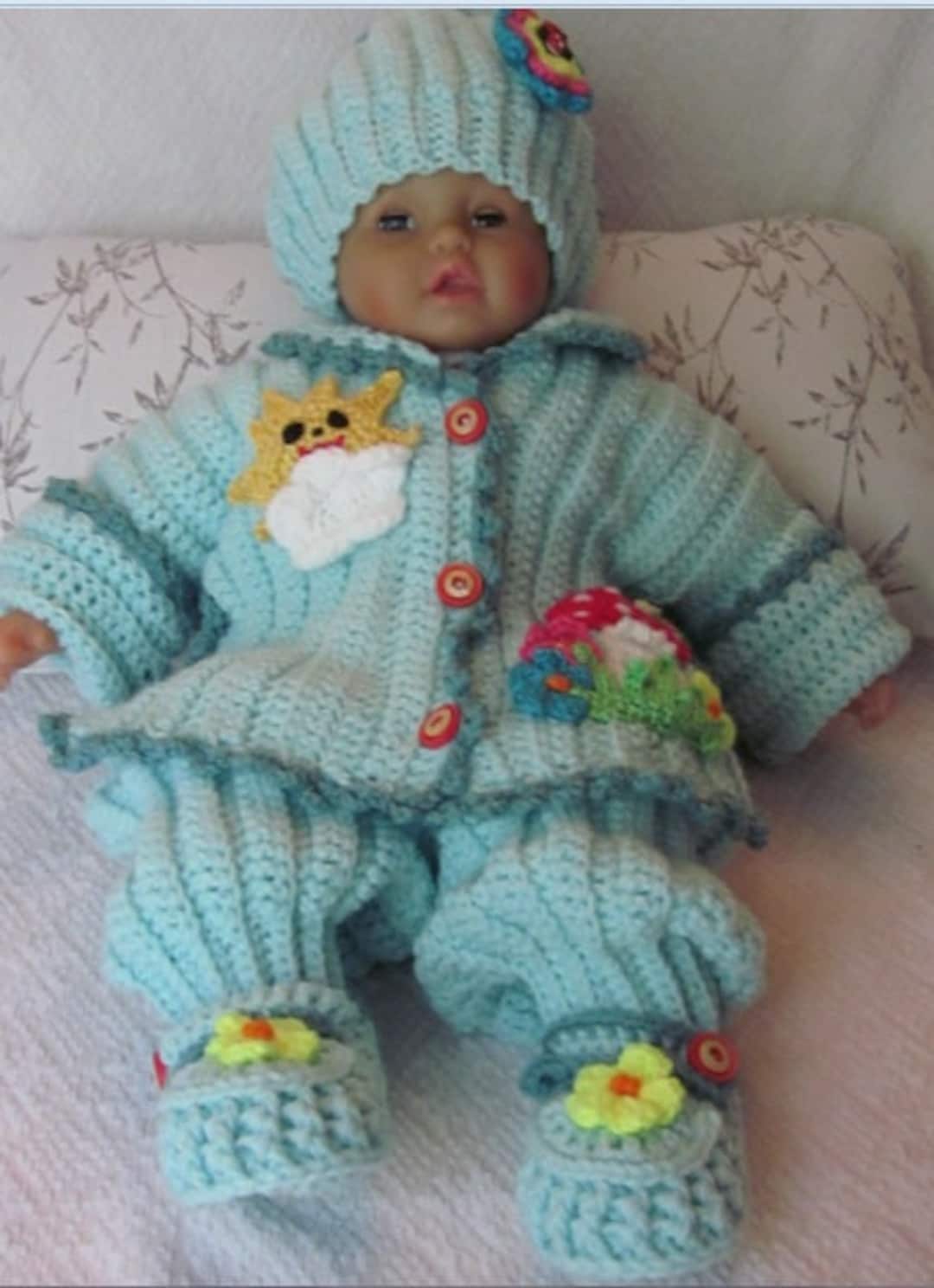 Handmade Baby Shower, Christening Newborn Baby Cardigan With Applique ...
