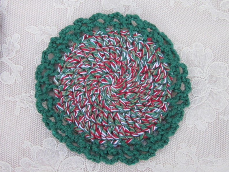 Crocheted Christmas Coasters Set of Seven, Christmas Decor, Party Decor ...