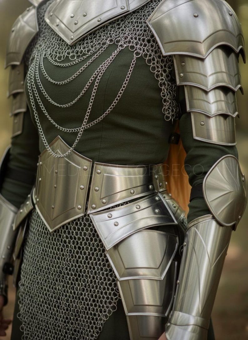 Emerald Valkyrie Medieval Female Armor Set Handmade Steel & Chainmail ...