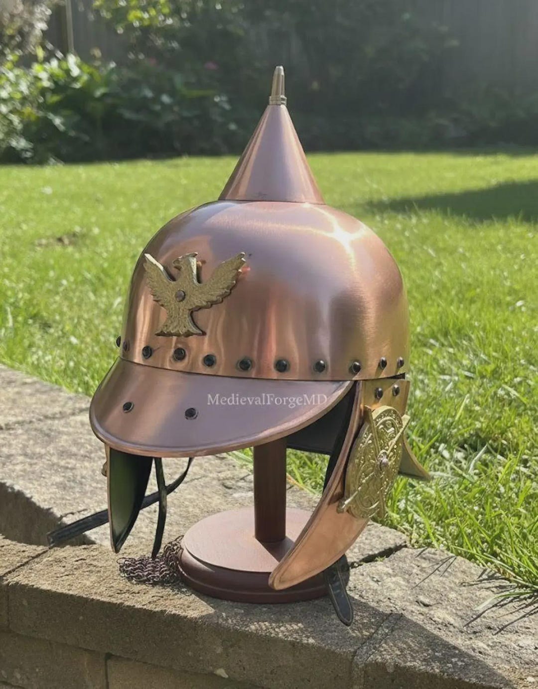 Imperial Copper Spiked Knight Helmet Handmade Medieval Armor Steel ...