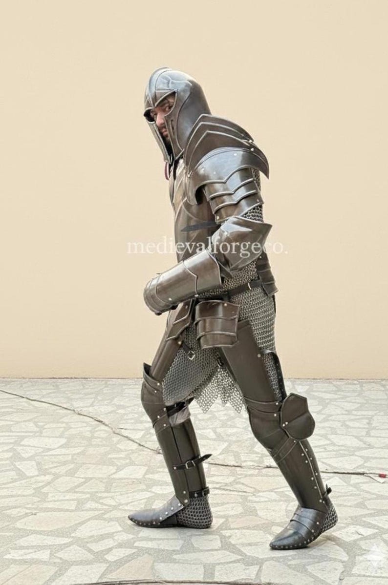 Handmade Medieval Steel Full Body Armor Suit LARP Costume Gothic Knight ...