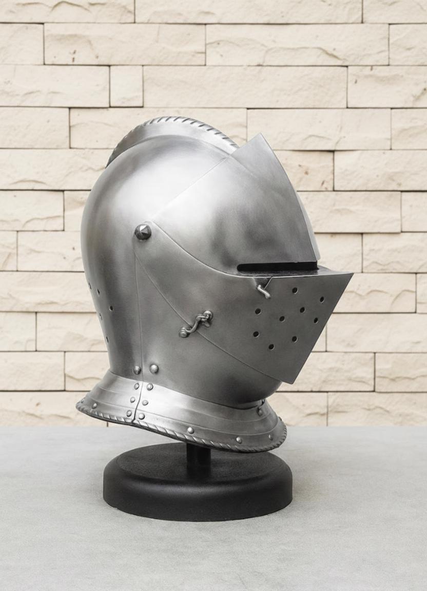 Medieval Knight Steel Helmet Visored Armor, Cosplay LARP, Decor ...