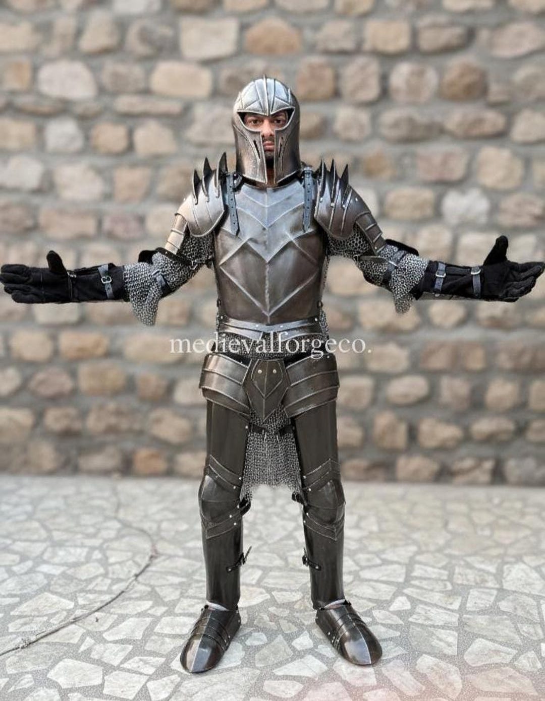 Handmade Medieval Steel Full Body Armor Suit LARP Costume Gothic Knight ...