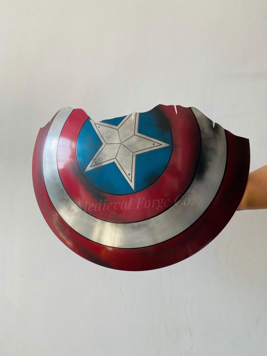 Hand-forged Marvels Steel Damage Shield | Battle-damaged Cosplay Prop ...