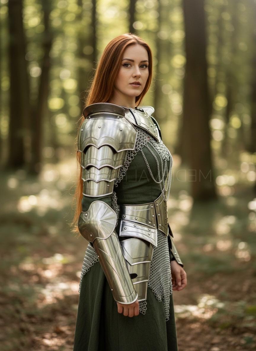 Emerald Valkyrie Medieval Female Armor Set Handmade Steel & Chainmail ...