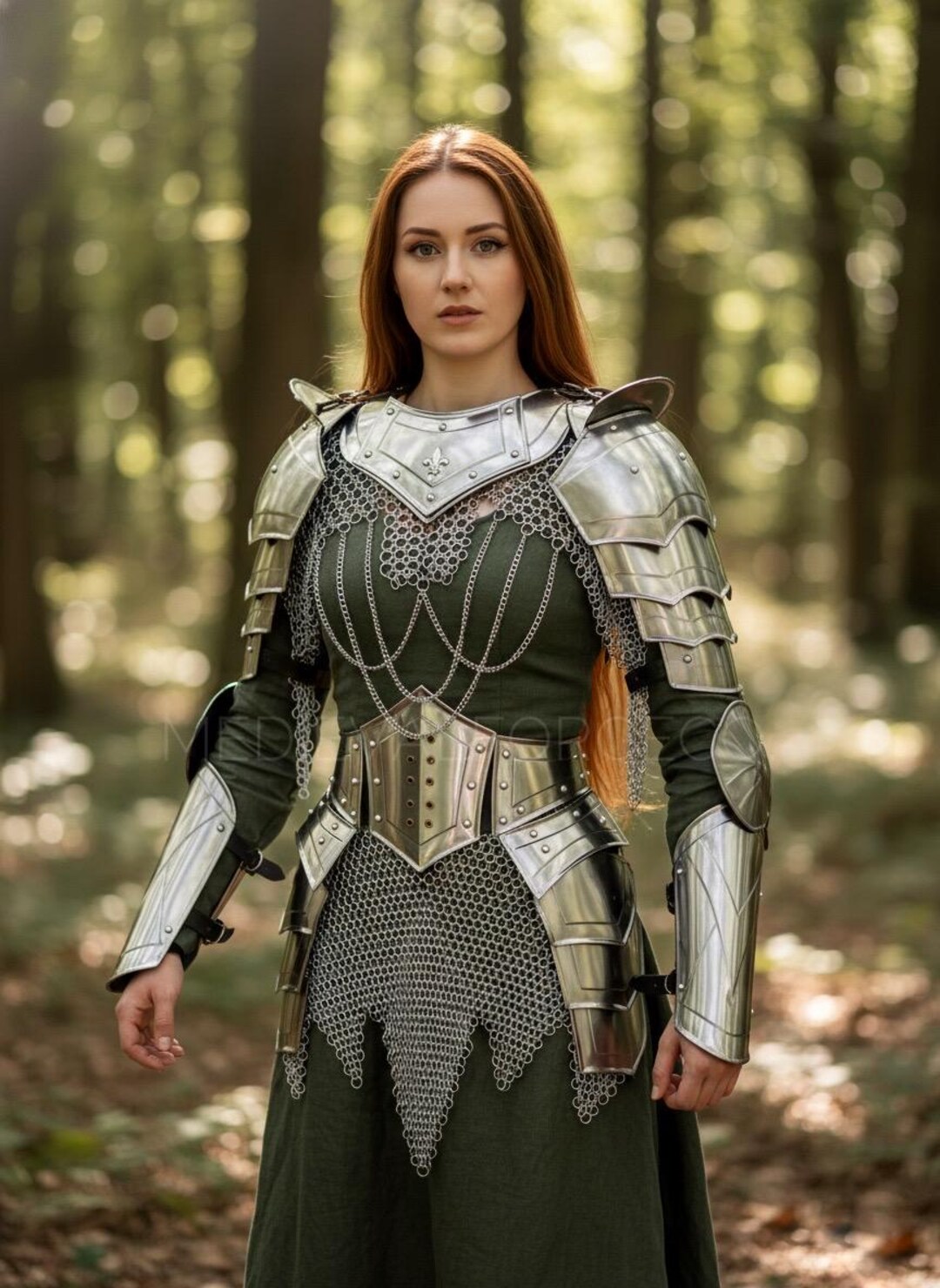 Emerald Valkyrie Medieval Female Armor Set Handmade Steel & Chainmail ...