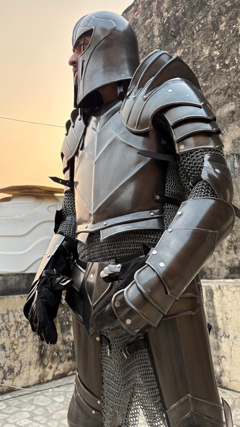 Handmade Medieval Steel Full Body Armor Suit LARP Costume Gothic Knight ...