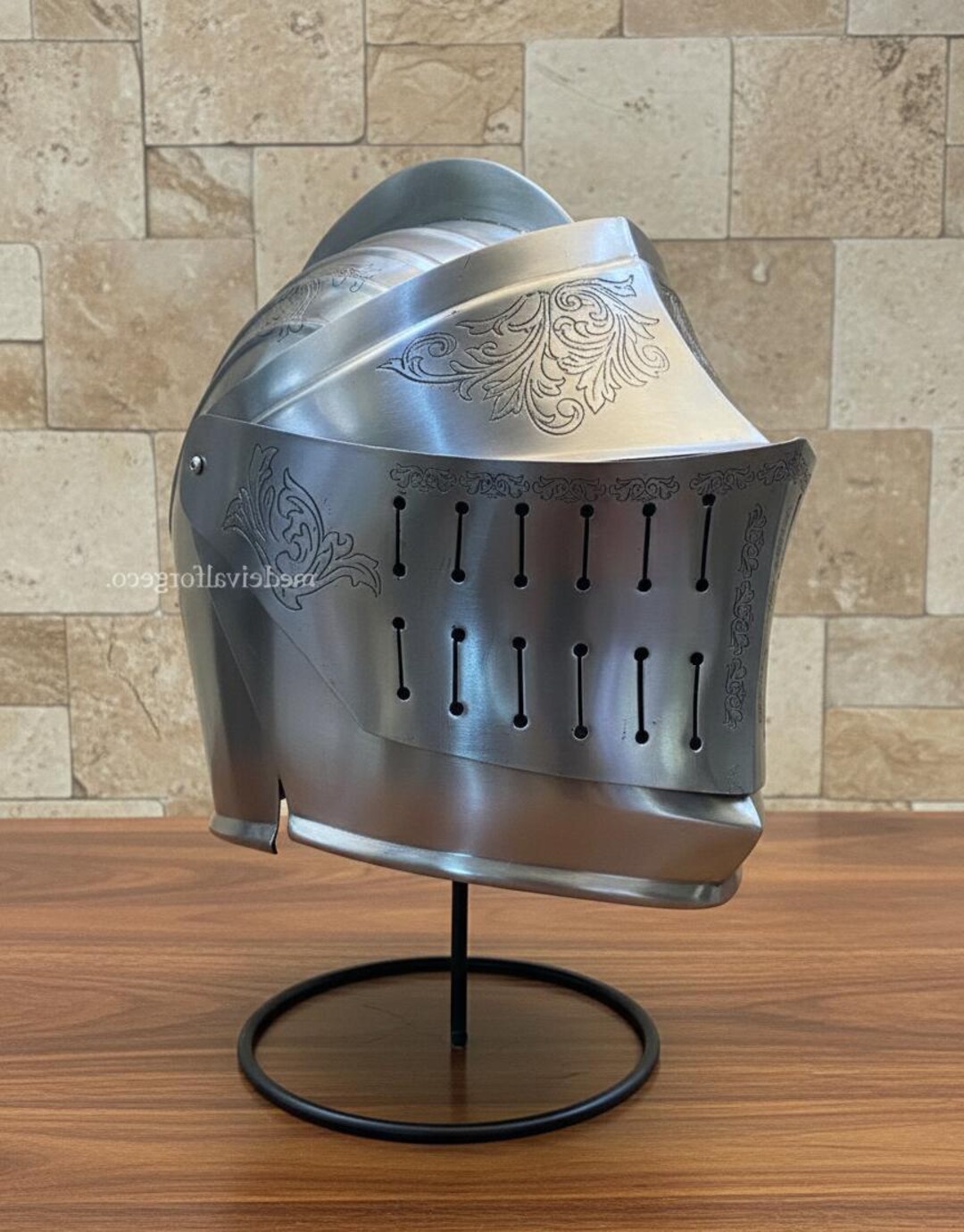 Engraved Close Helmet Gothic Knight Helmet Medieval Armor for Display ...