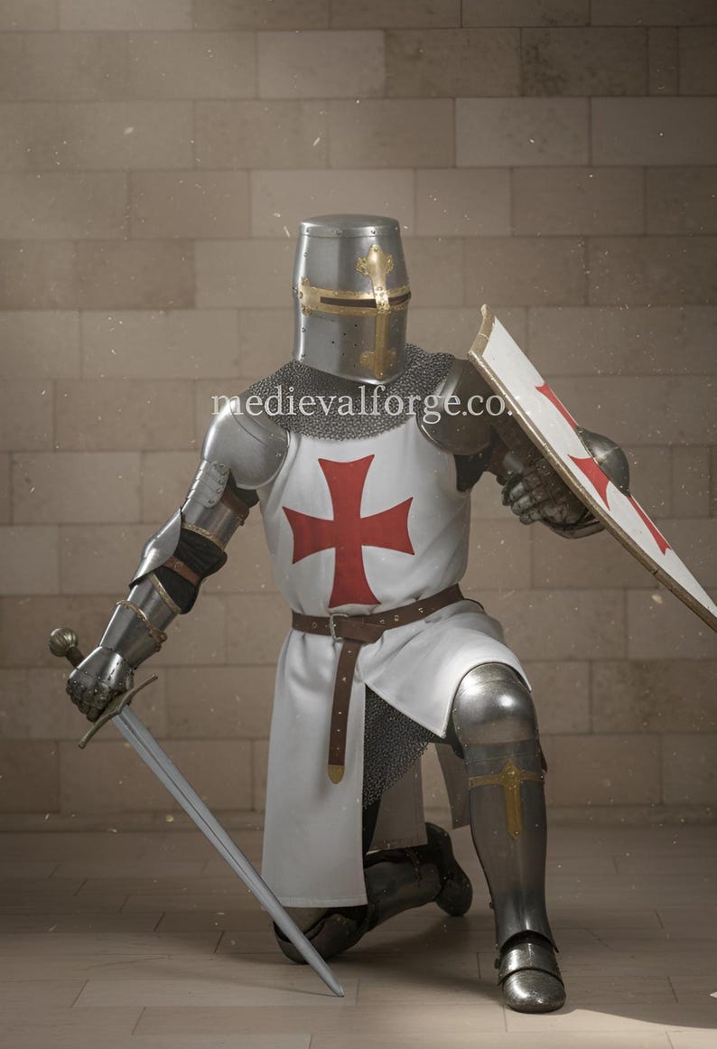 Medieval Knight Armor Crusader Costume Armor Templar Display & Handmade ...