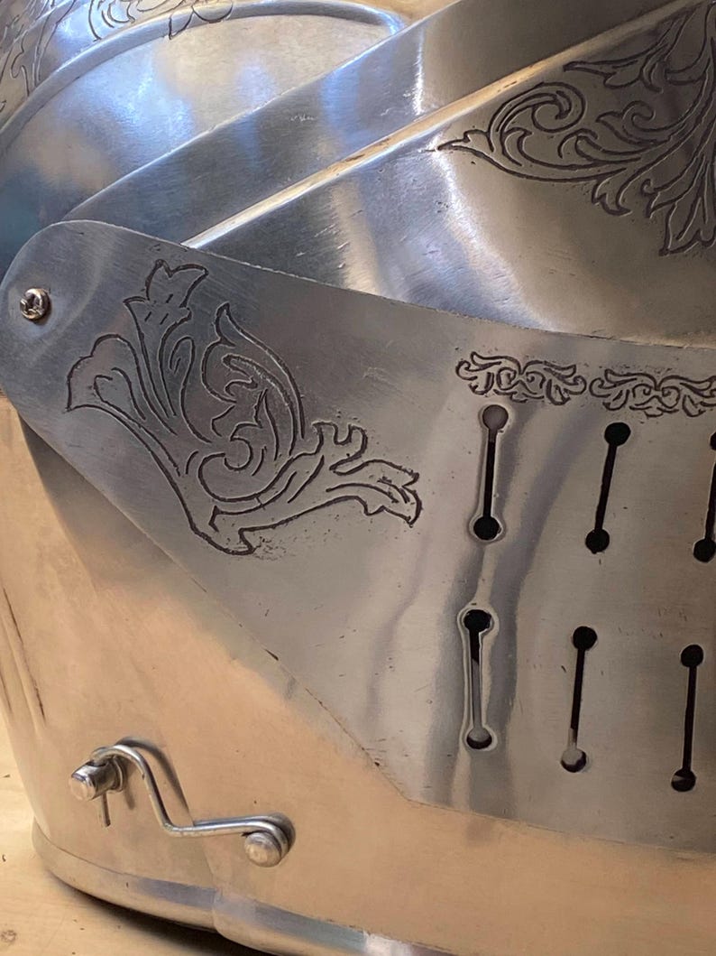 Engraved Close Helmet Gothic Knight Helmet Medieval Armor for Display ...