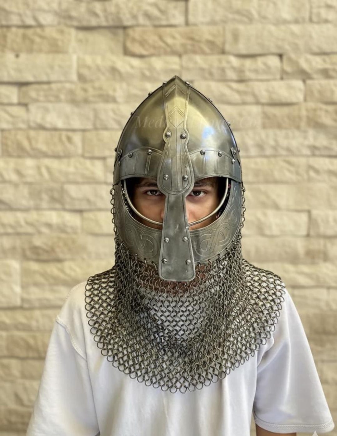 Handcrafted Viking Nasal Helmet With Chainmail | Medieval Armor - Etsy