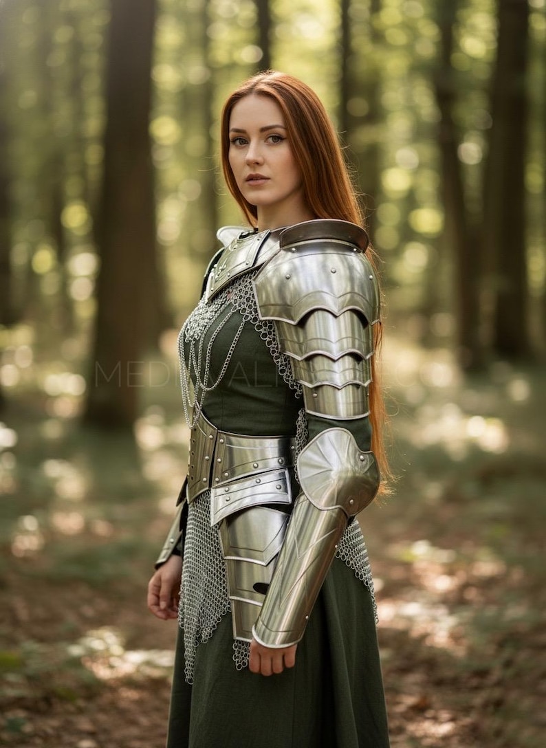 Emerald Valkyrie Medieval Female Armor Set Handmade Steel & Chainmail ...