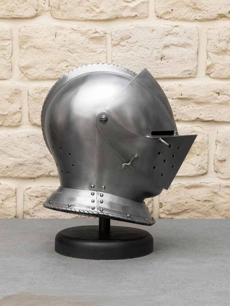 Medieval Knight Steel Helmet, Visored Armor, Cosplay LARP, Decor ...