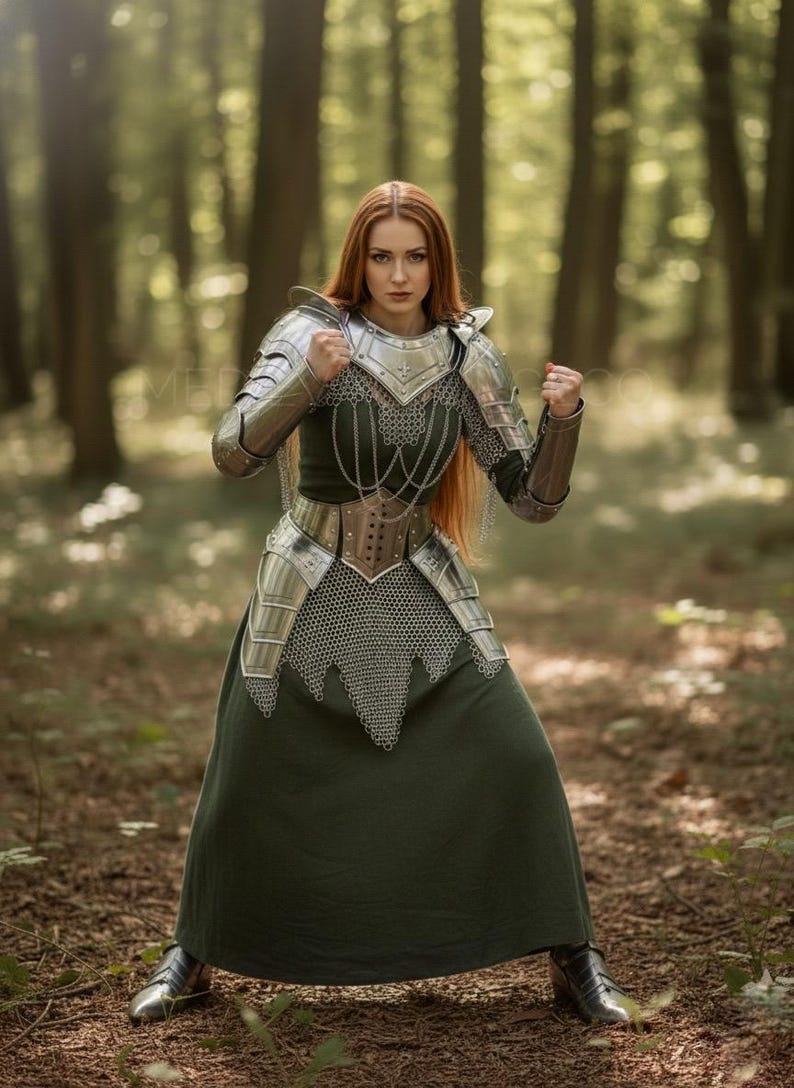 Emerald Valkyrie Medieval Female Armor Set Handmade Steel & Chainmail ...