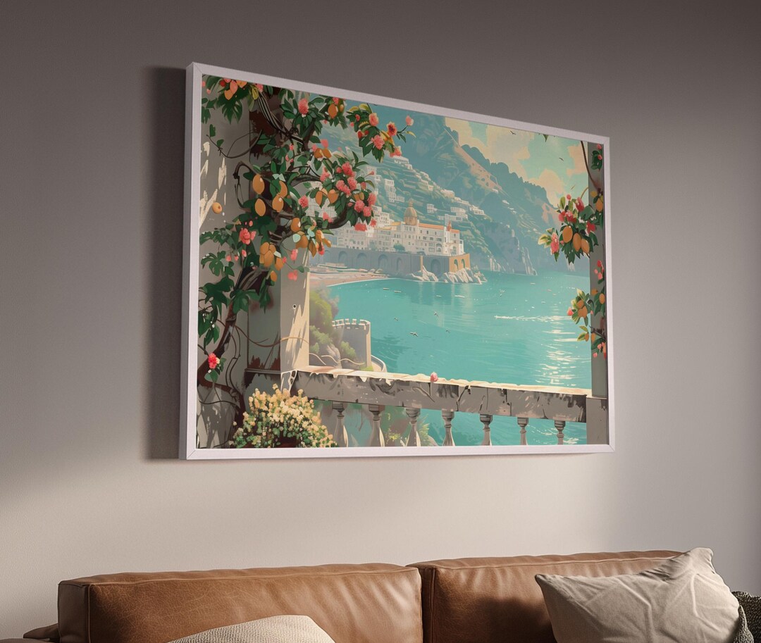 Amalfi Coast Balcony View Wall Art • Italian Coastal Decor ...