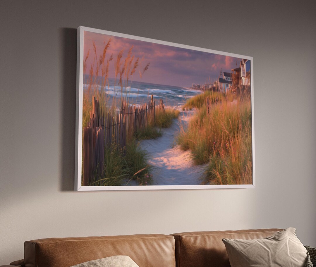 Coastal Path Wall Art Printable, Beach Grass Ocean Path Decor, Soft ...