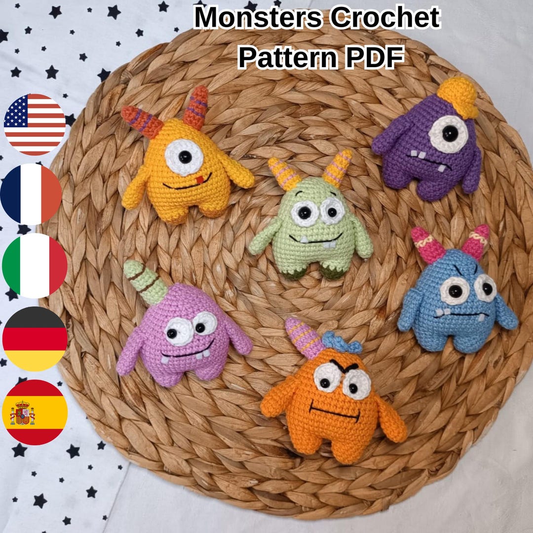 Mini Monsters Crochet PDF Pattern, Monster Set Crochet Tutorial, Cute ...