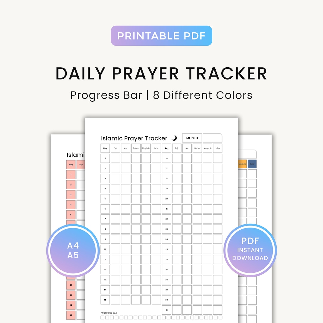 Islamic Prayer Tracker Printable — Daily Salah Log for Ramadan & Habit ...