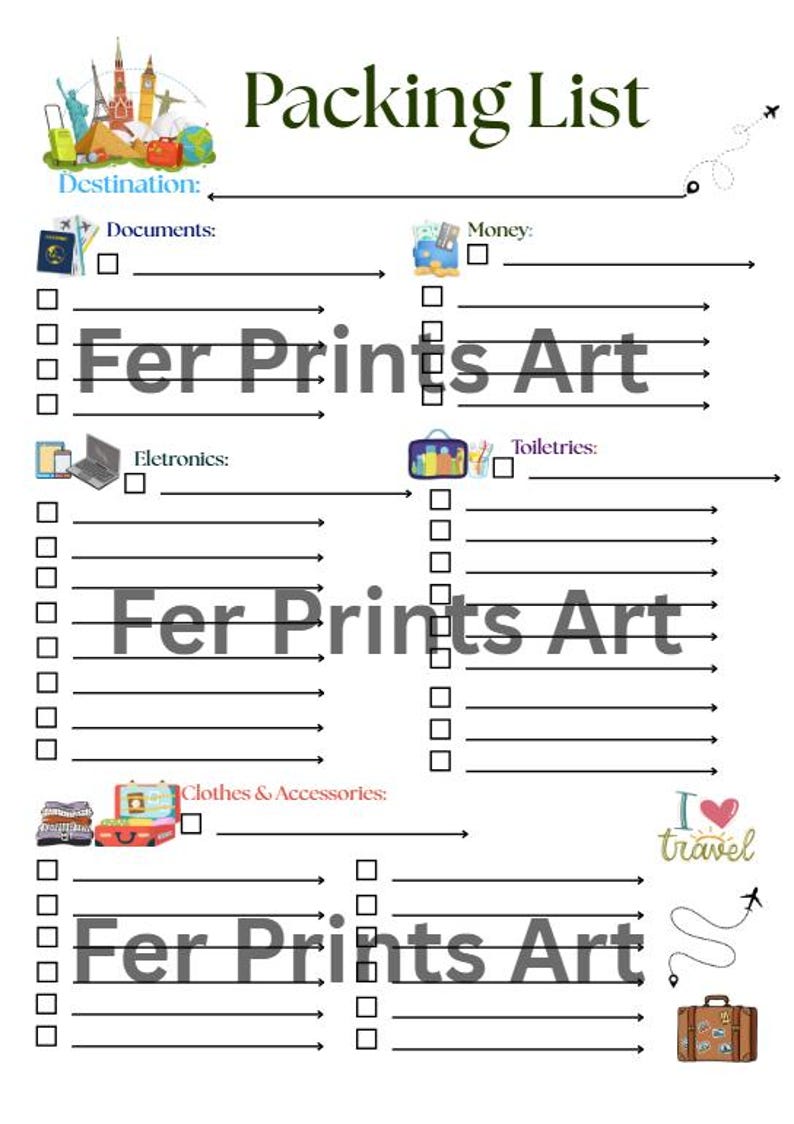 Travel Packing List Printable | Vacation Planner | Editable PDF ...