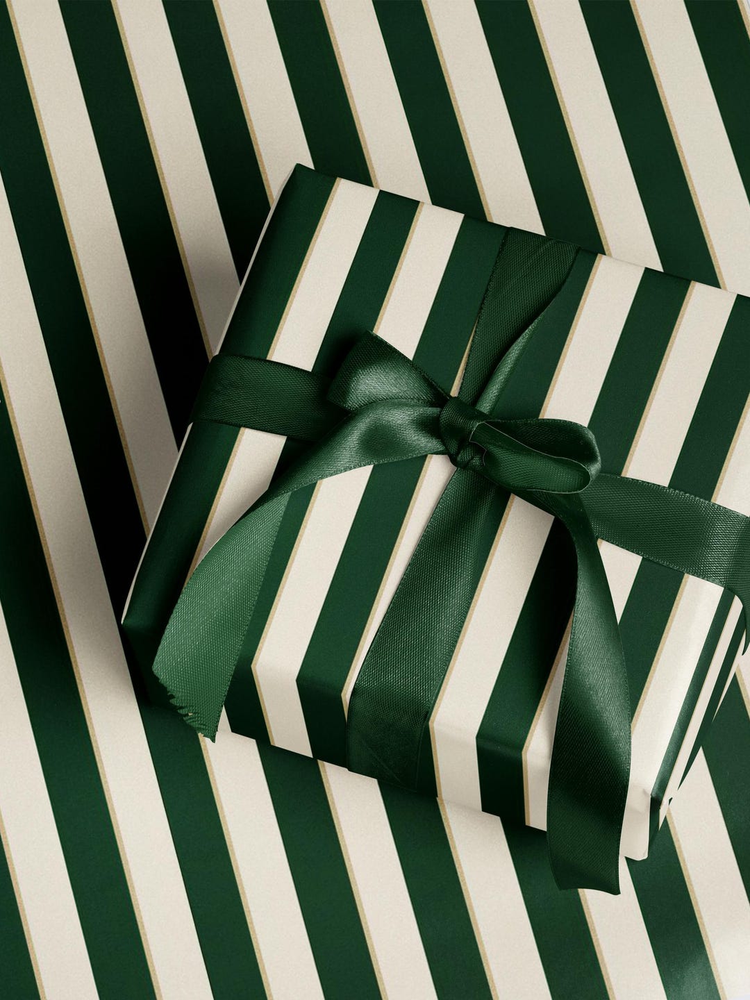 Evergreen Stripe Christmas Wrapping Paper, Luxe Green Holiday Gift Wrap ...