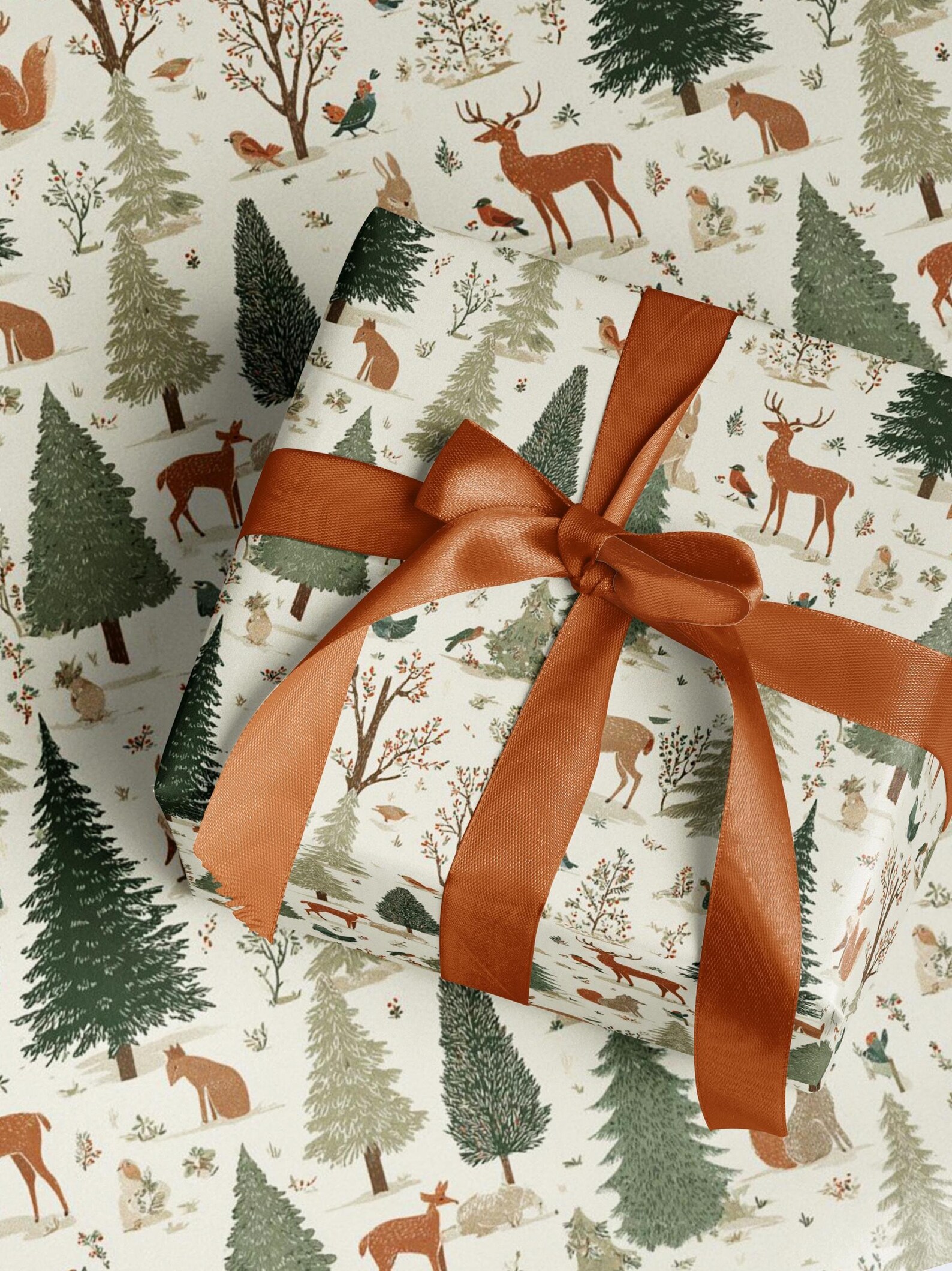 Woodland Animals Holiday Wrapping Paper, Rustic Christmas Wrapping ...