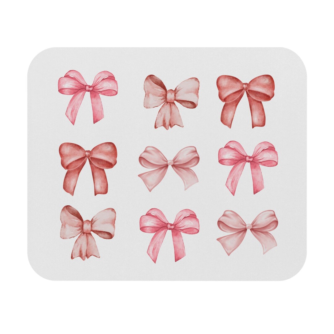 Pink Watercolor Bows Mouse Pad | Cute Ribbon Desk Mat - Etsy