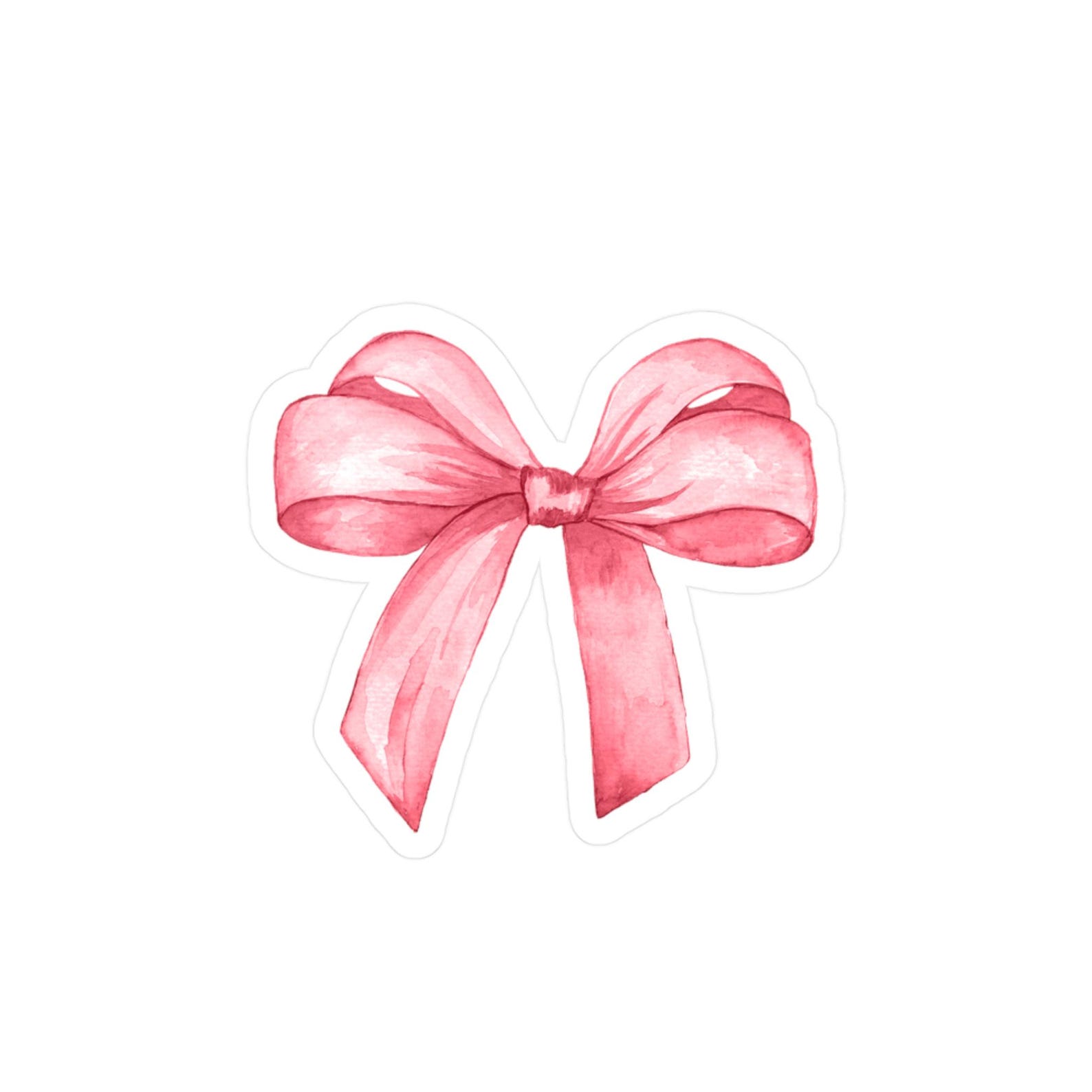 Watercolor Pink Bow Sticker | Kiss-cut Vinyl Decal - Etsy