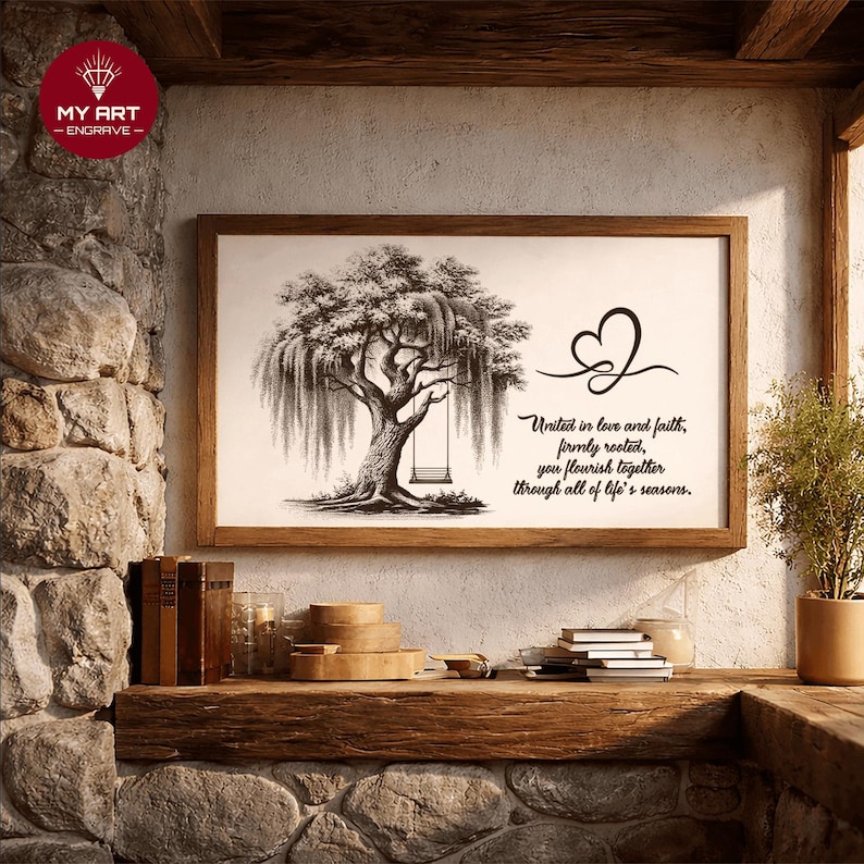 Rooted in Love and Faith SVG, Family Tree Engraving Design for Cutting ...