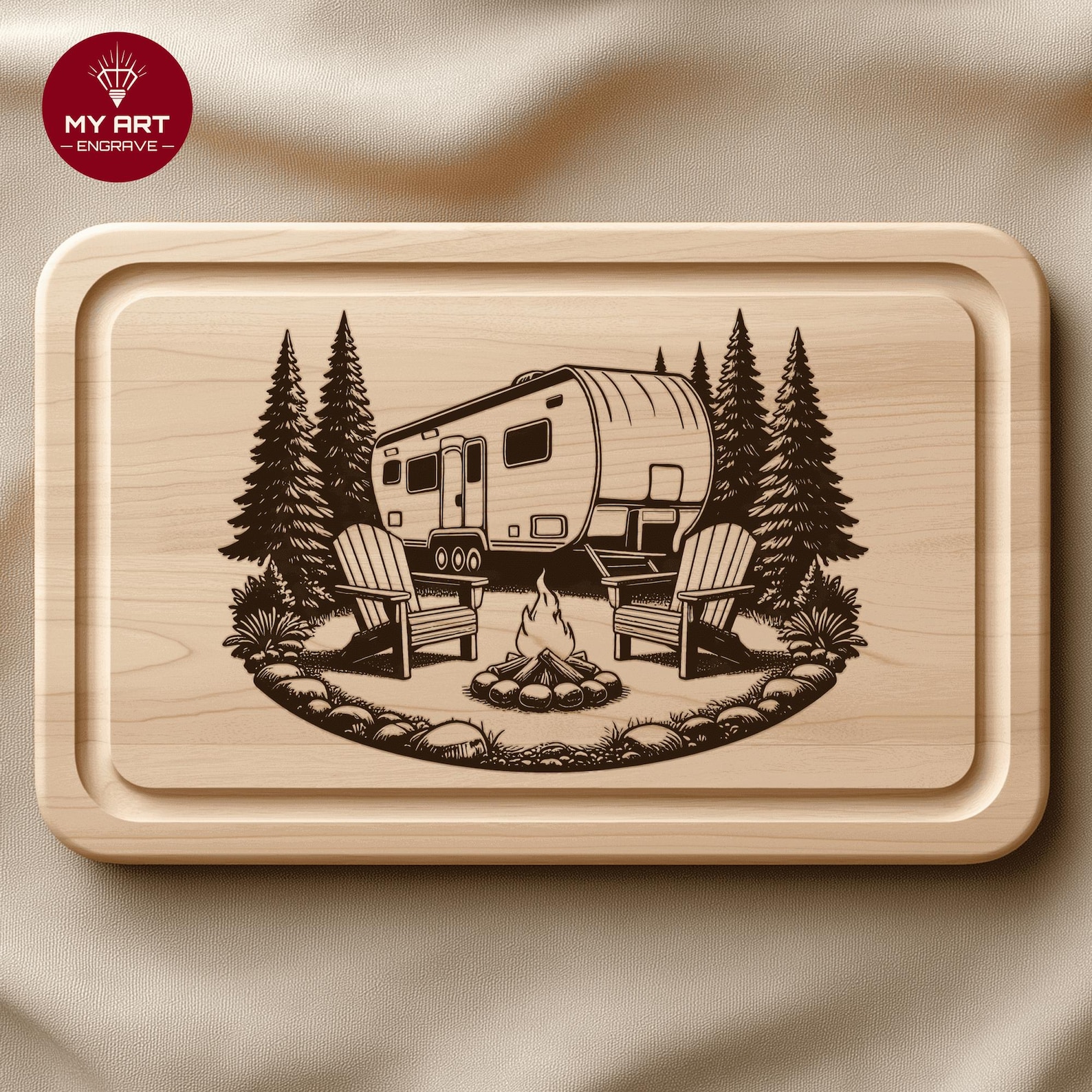 Campfire Camper SVG PNG, Laser Engraving Design (digital Download) - Etsy