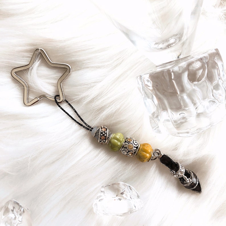 Beaded Keychain Star Key Ring Dangling Silver High Heel Beadable Gift ...
