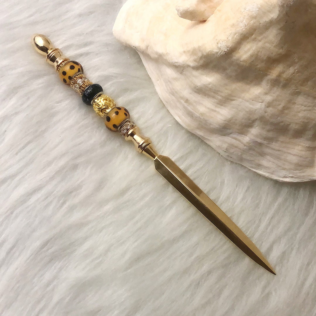 Beaded Gold Stylish Letter Opener One-of-a-kind Gift Idea FREE Black ...
