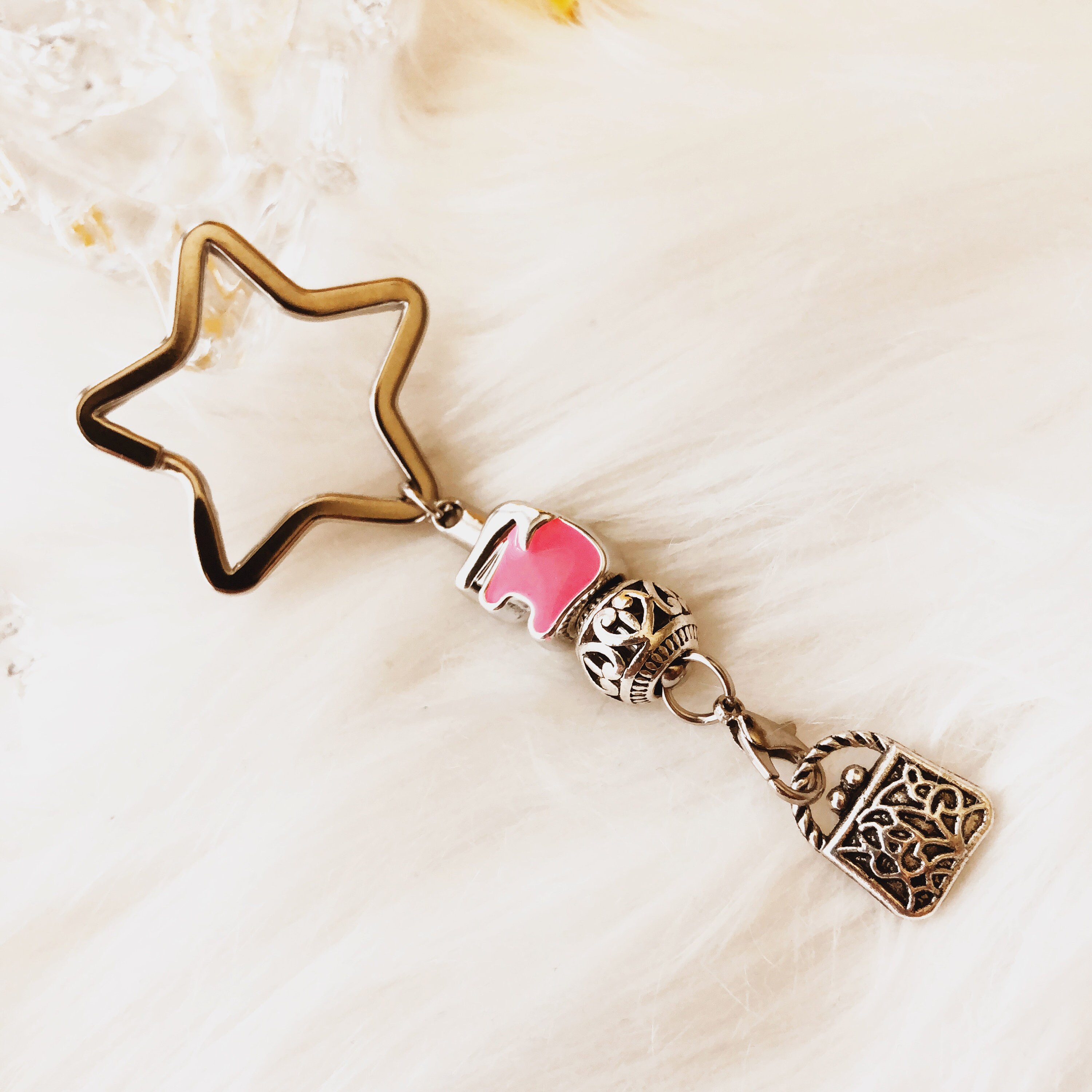 Beaded Keychain Star Shape Key Ring With Fashion Beads & - Etsy Australia