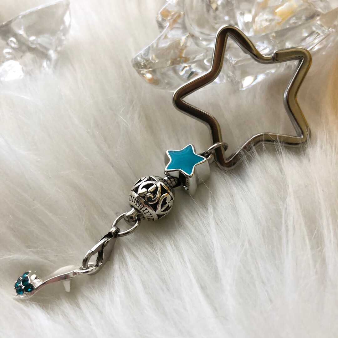 Beaded Keychain | Star Shape Key Ring With Fashion Beads & Rhinestone ...