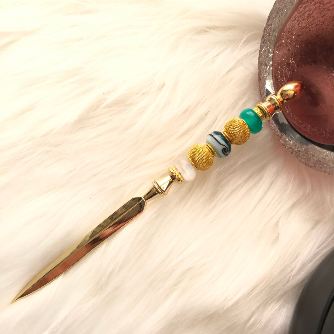 Beaded Letter Opener | Stylish Gold Beadable Letter Opener | One-of-a ...