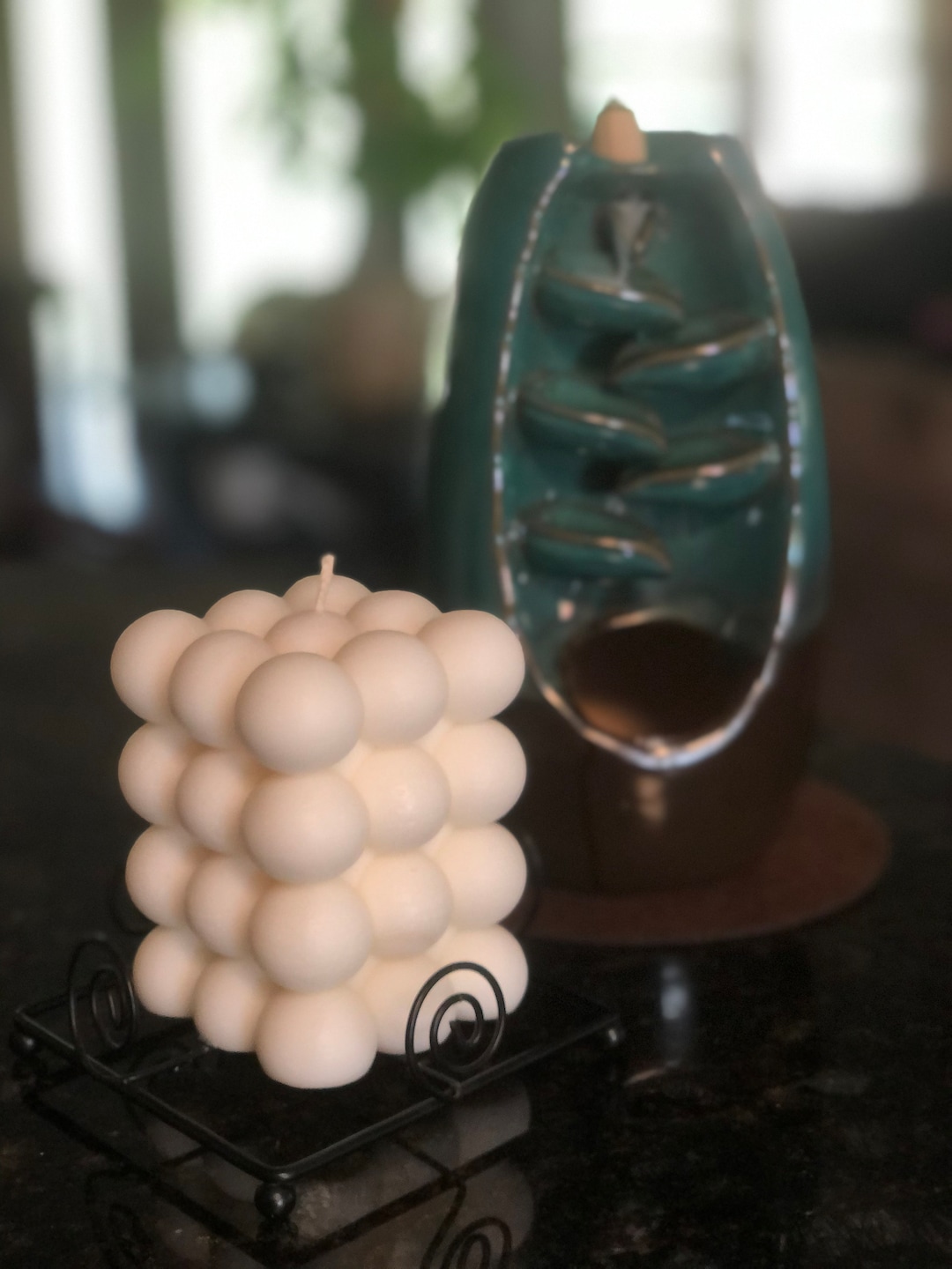 Aesthetic Block Candle | Large Fancy Decorative Bubble Pillar Candle ...