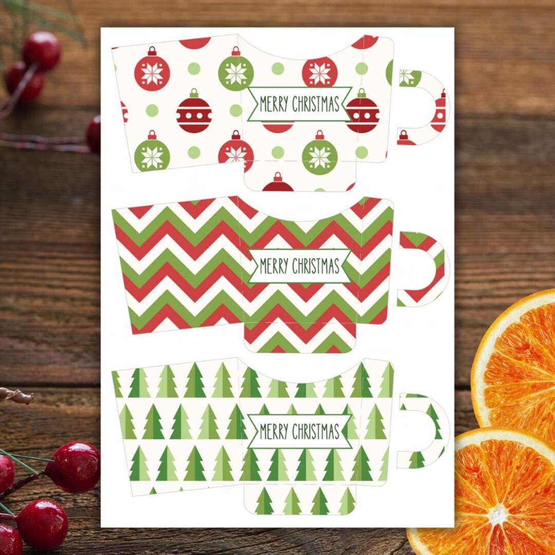 Printable Christmas Tea Cup Gift Template | DIY Paper Craft (PDF) - Etsy