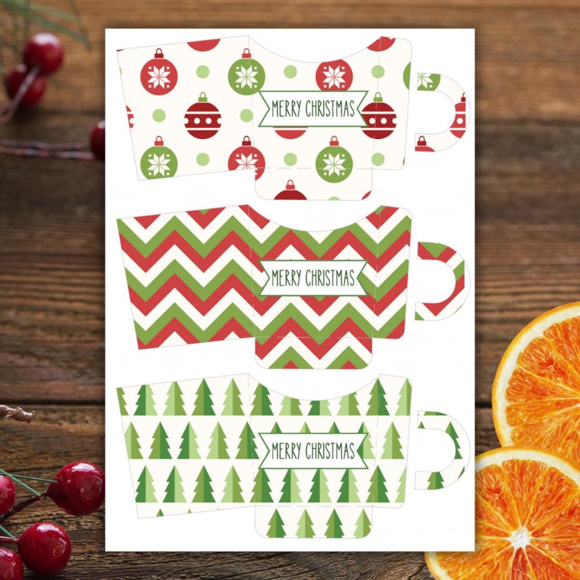 Printable Christmas Tea Cup Gift Template | DIY Paper Craft (PDF) - Etsy