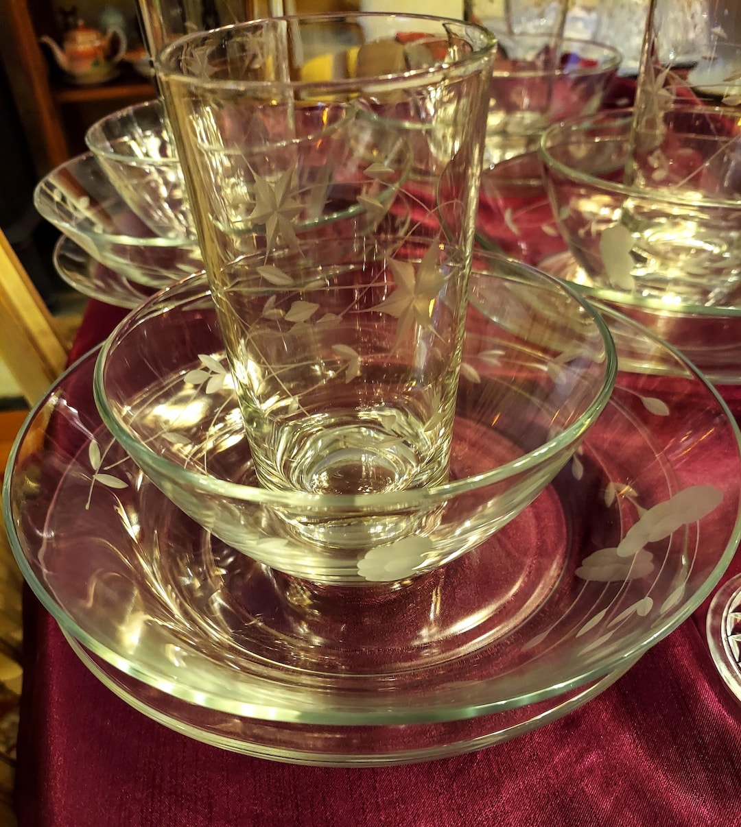 Princess House Heritage Floral Etched Crystal. - Etsy