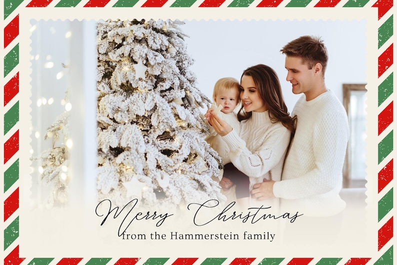 Editable Photo Christmas Card Template | Printable Holiday Card ...