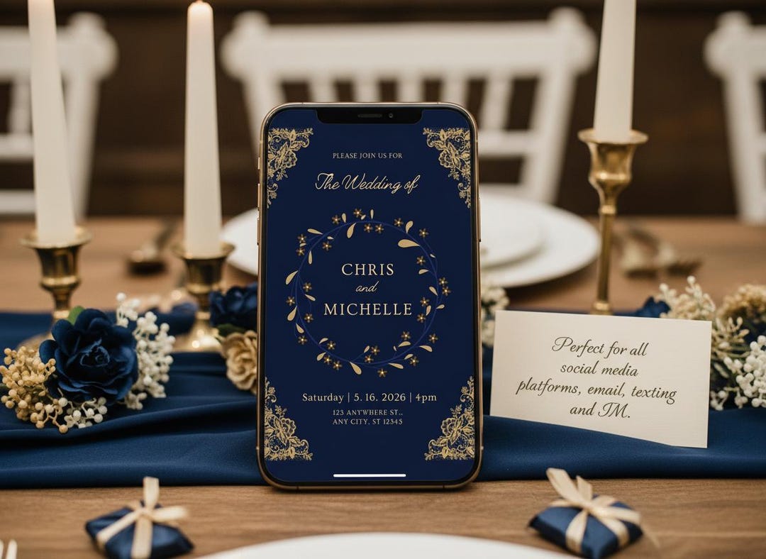 Customizable Wedding Evite Canva Template | Elegant Digital Invitation ...