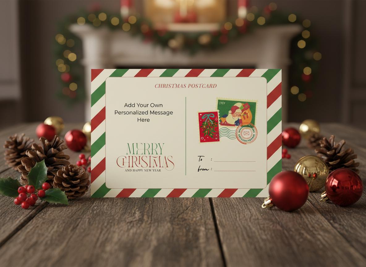 Editable Christmas Postcard Template | Printable Photo Xmas Card ...
