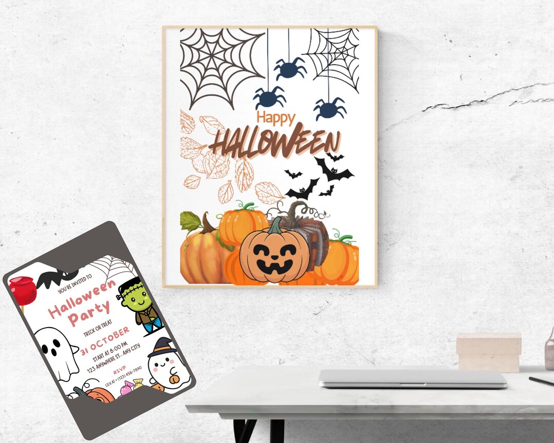 Editable Halloween Poster and Party Invitation - Printable Canva ...