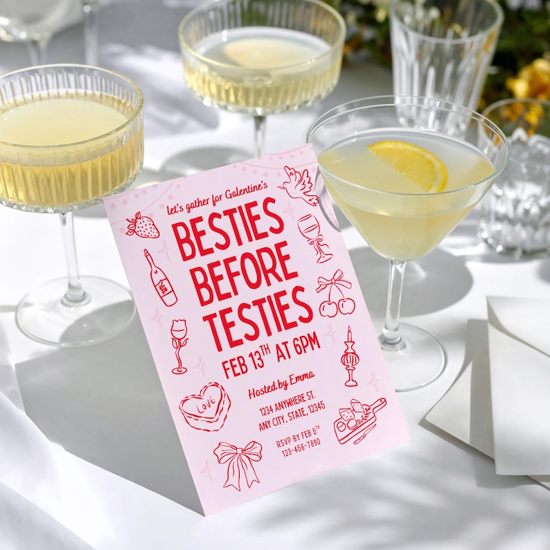 Cheeky Galentines Invitation, Girls Night, Besties Before Testies ...