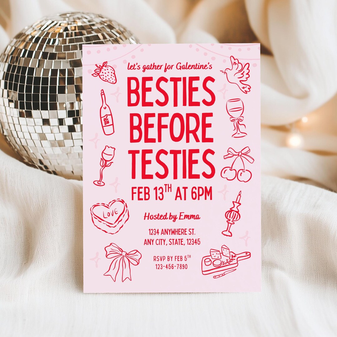 Cheeky Galentines Invitation, Girls Night, Besties Before Testies ...