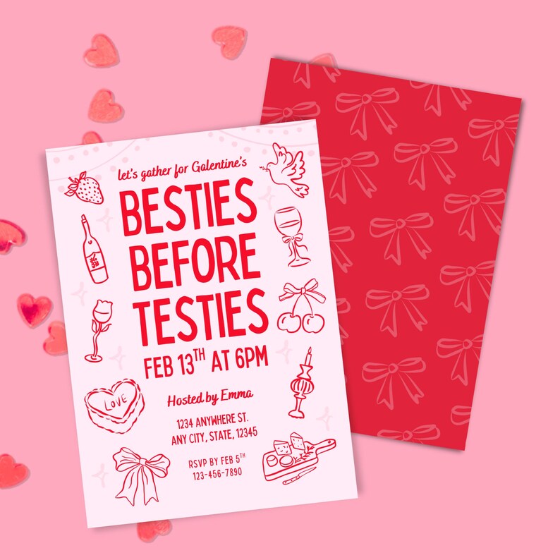 Cheeky Galentines Invitation, Girls Night, Besties Before Testies ...