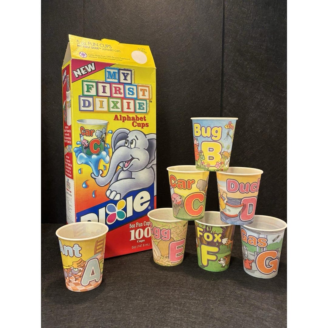 Vintage Dixie Cups, 5oz Alphabet Kids Cups, 88 Count - Etsy